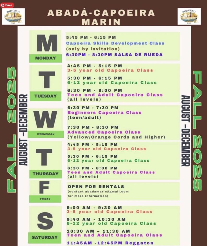 2025 Fall Weekly Schedule - ABADÁ-CAPOEIRA MARIN